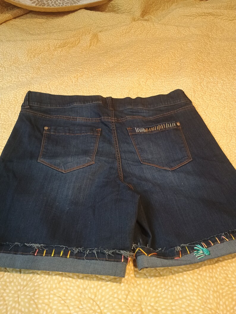 Custom Denim Shorts Revery Hand Stitched Designs One of a Kind Denim ...