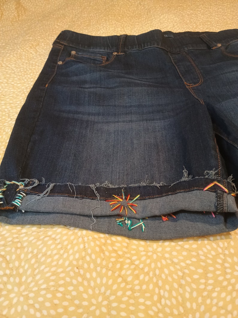 Custom Denim Shorts Revery Hand Stitched Designs One of a Kind Denim ...