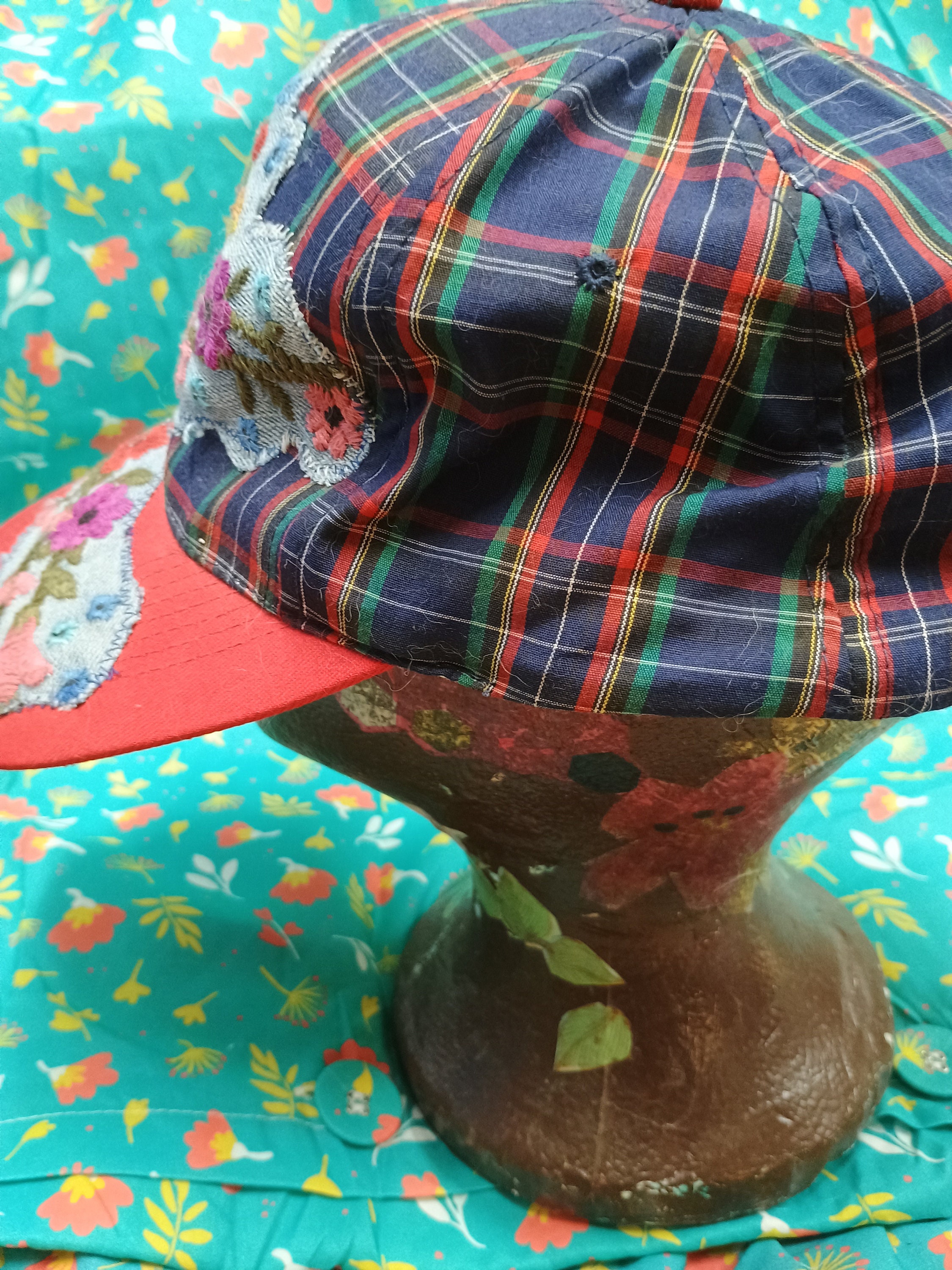 Custom Ball Cap Embellished W Denim Patch W Embroidered Flowers ...