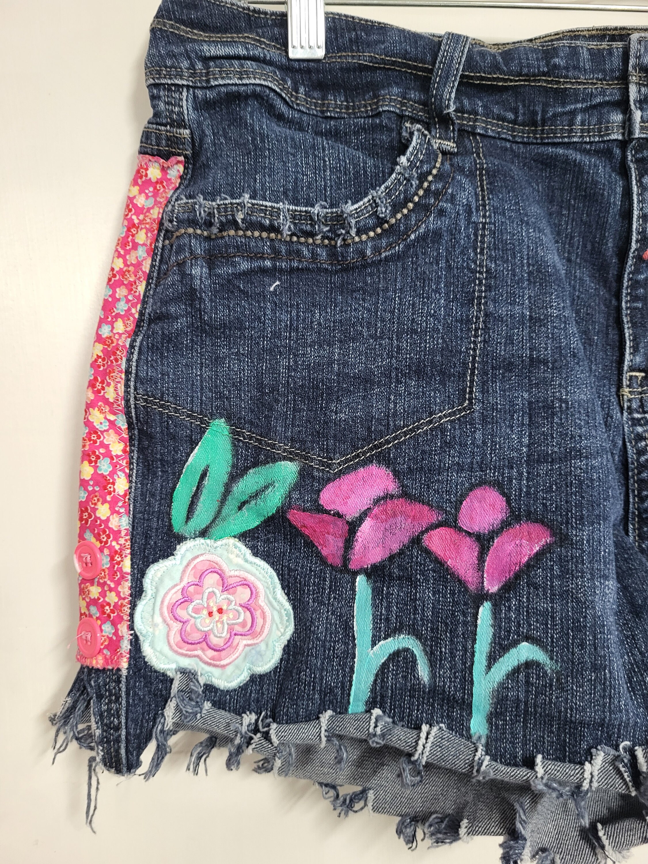 Custom Painted and Embellished Denim Shorts Sonoma Cut off Jeans Sz 14 ...