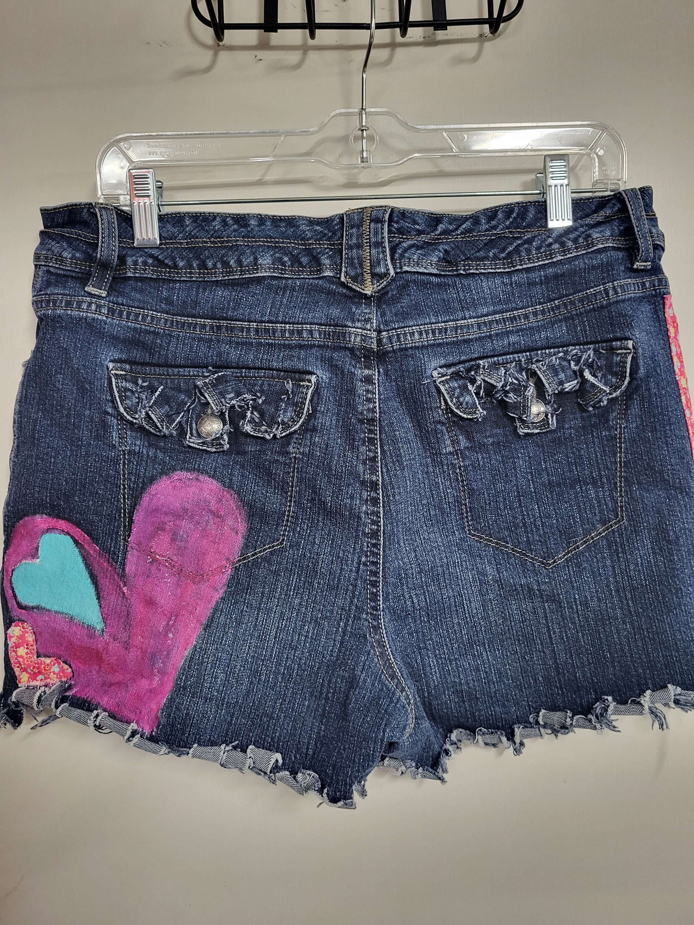 Custom Painted and Embellished Denim Shorts Sonoma Cut off Jeans Sz 14 ...