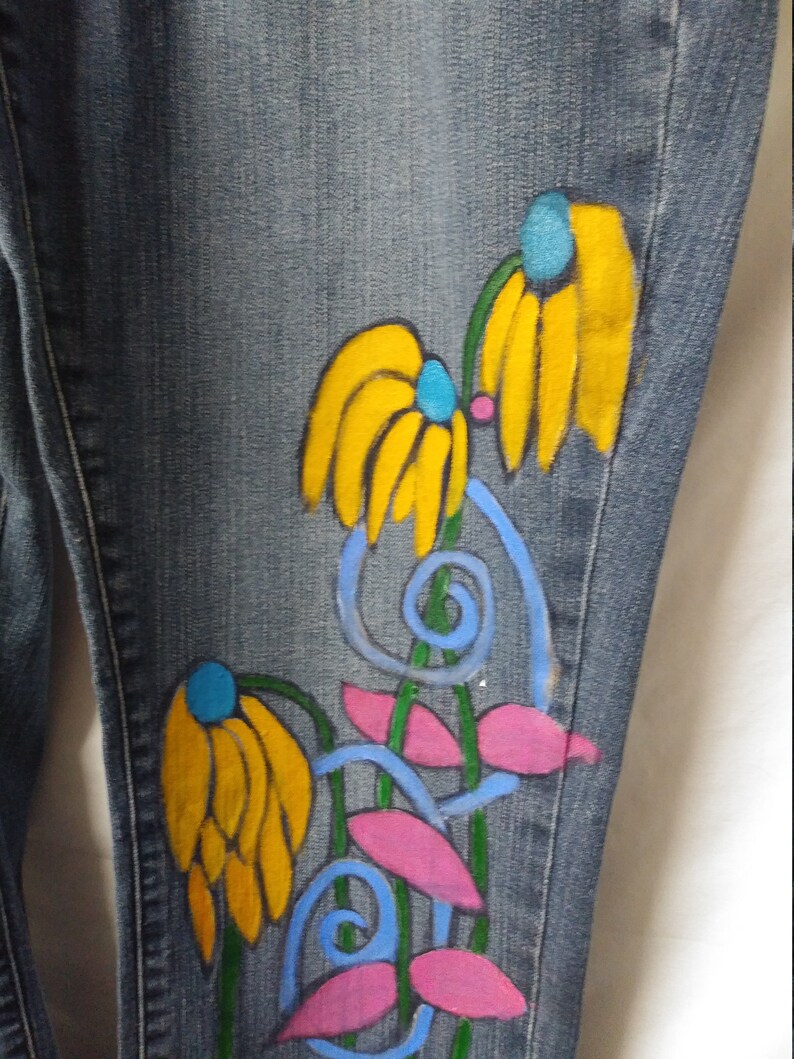 Custom Painted Flowers and Cactus Design Jeans Coldwater Creek Inv069 ...