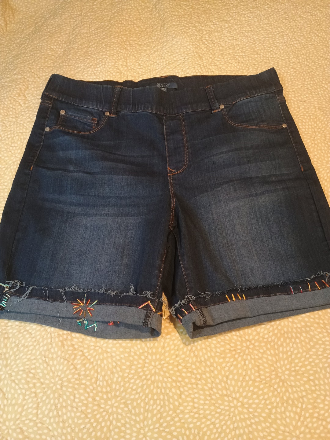 Custom Denim Shorts Revery Hand Stitched Designs One of a Kind Denim ...