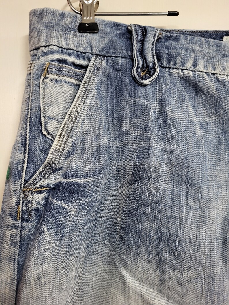 Boho Hippie Denim Capri Upcycled Maurices Sz15-16 Butterflies..flowers ...