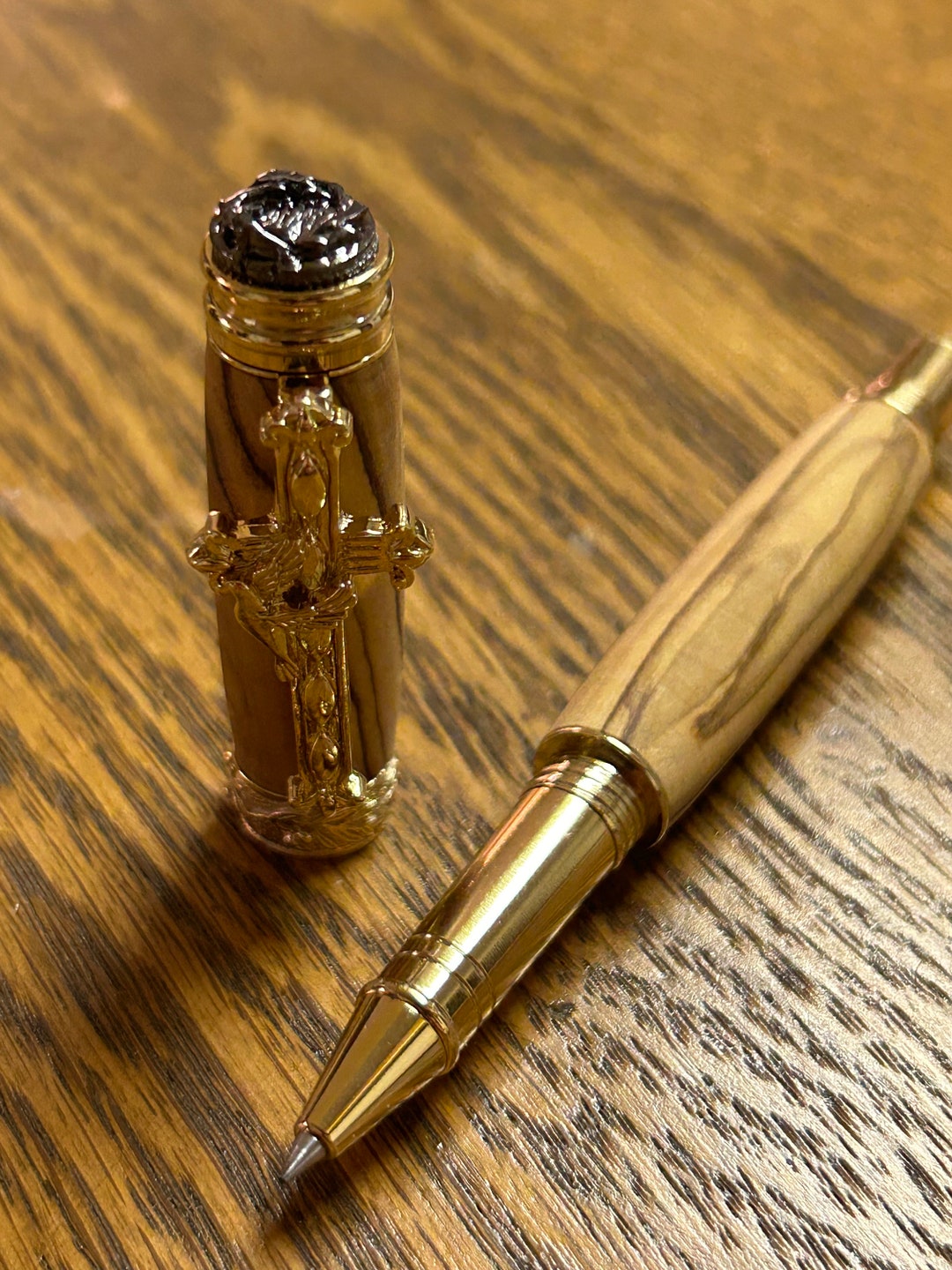 Olive Wood Rollerball Pen With Cross & Dove Clip - Etsy
