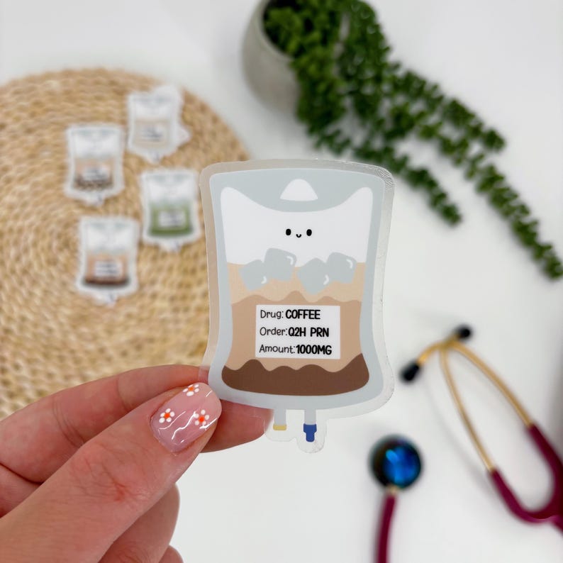 Intravenous Drink Bag Sticker, Coffee IV Bag, Matcha Bag Sticker, Boba ...