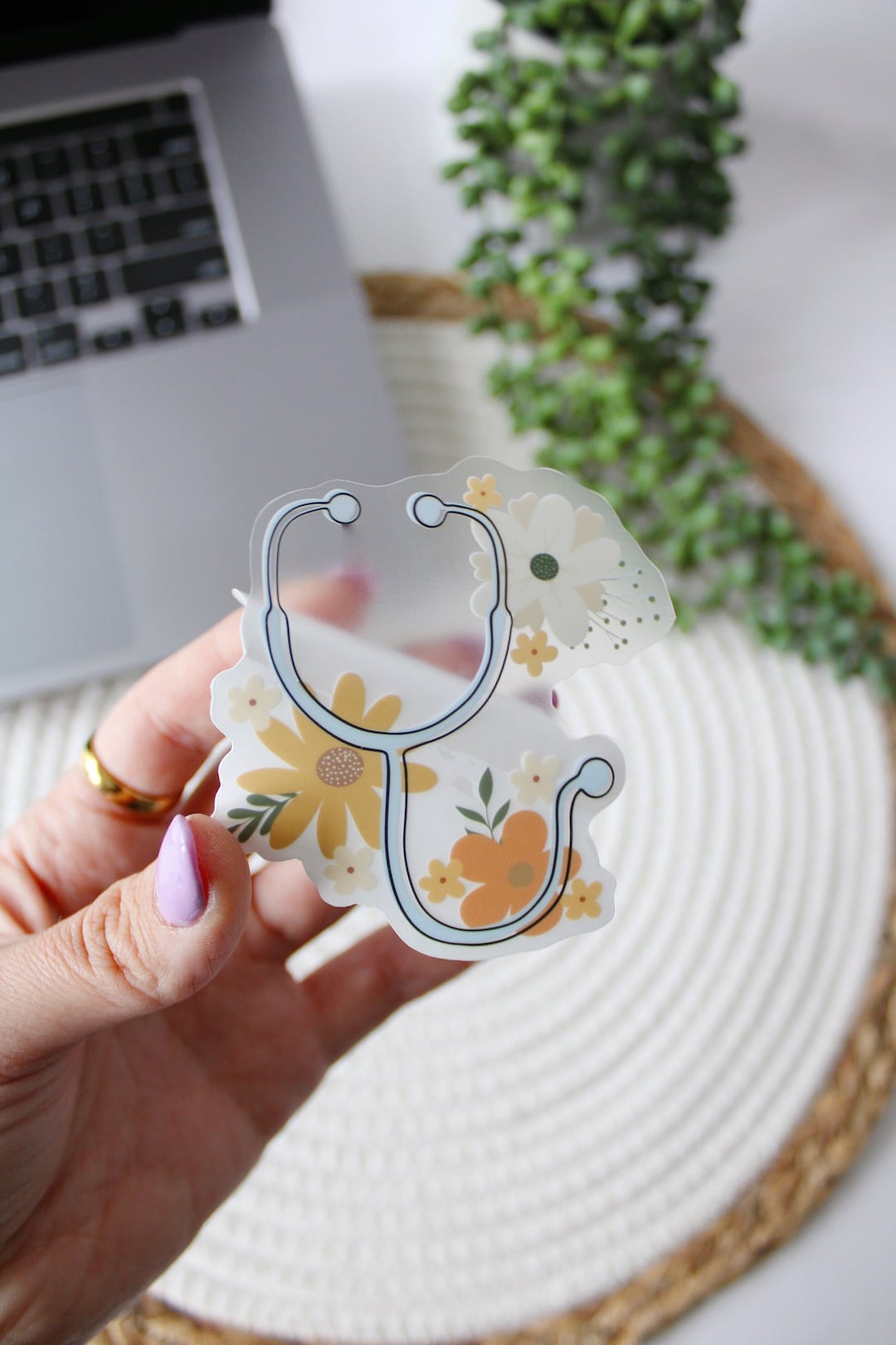 Clear Stethoscope Sticker Floral Stethoscope Sticker Nurse - Etsy