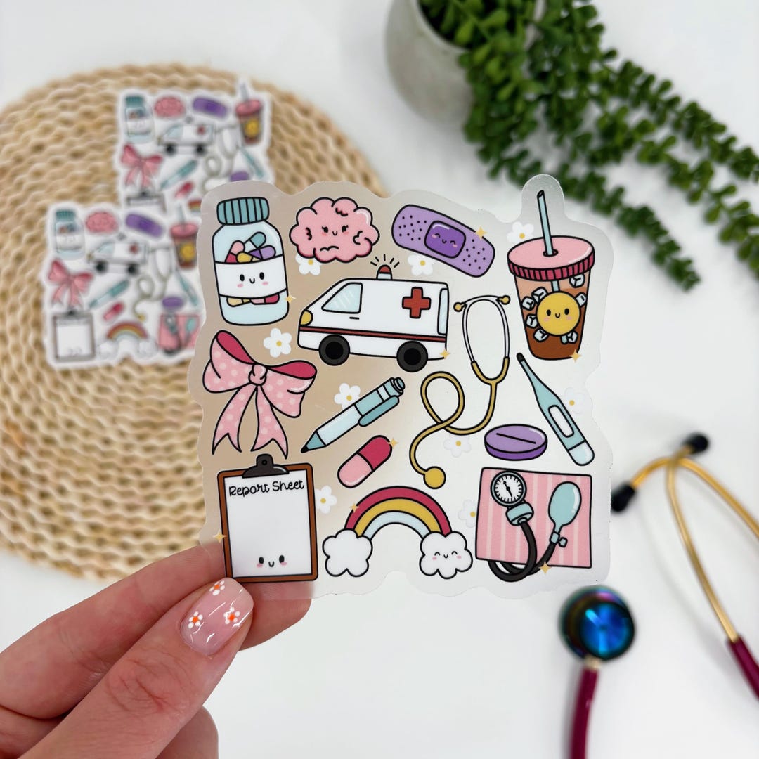Nurse Sticker Collage, Cute Nurse Doodles Sticker, Medical Doodles ...
