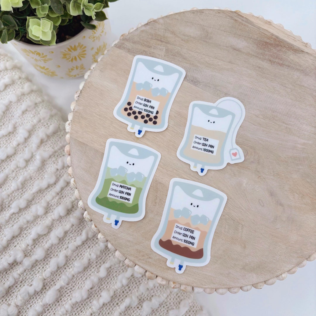 Intravenous Bag Sticker, Coffee IV Bag, Matcha Bag Sticker, Boba IV Bag ...