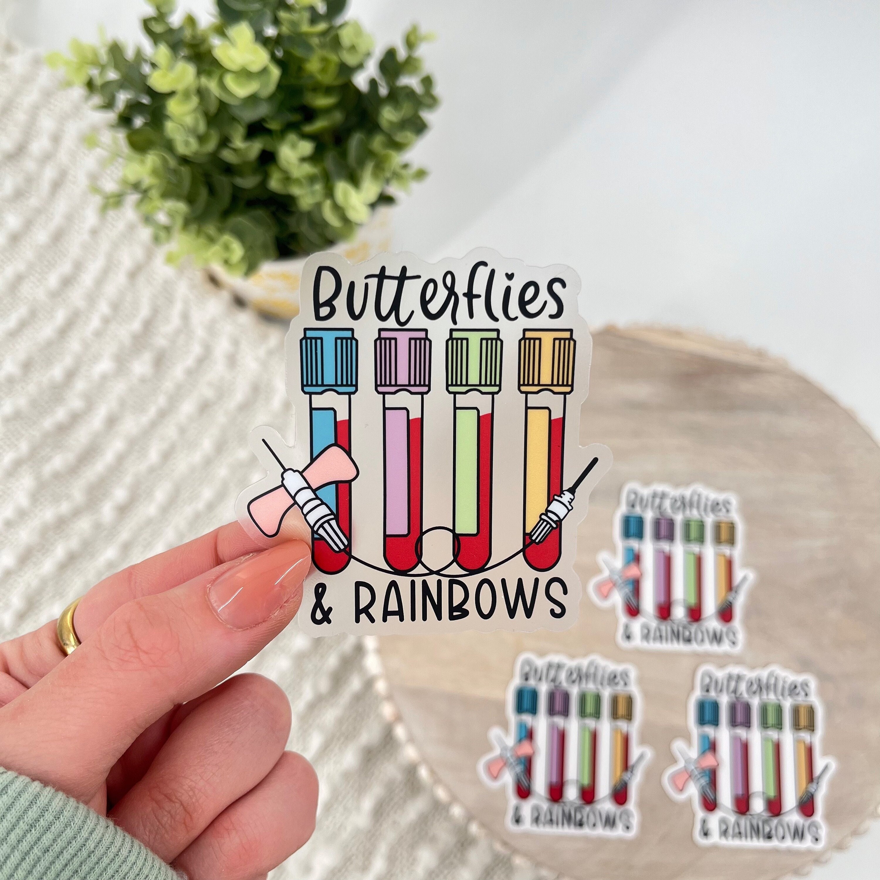 Butterflies and Rainbows Sticker Blood Tube Sticker IV - Etsy