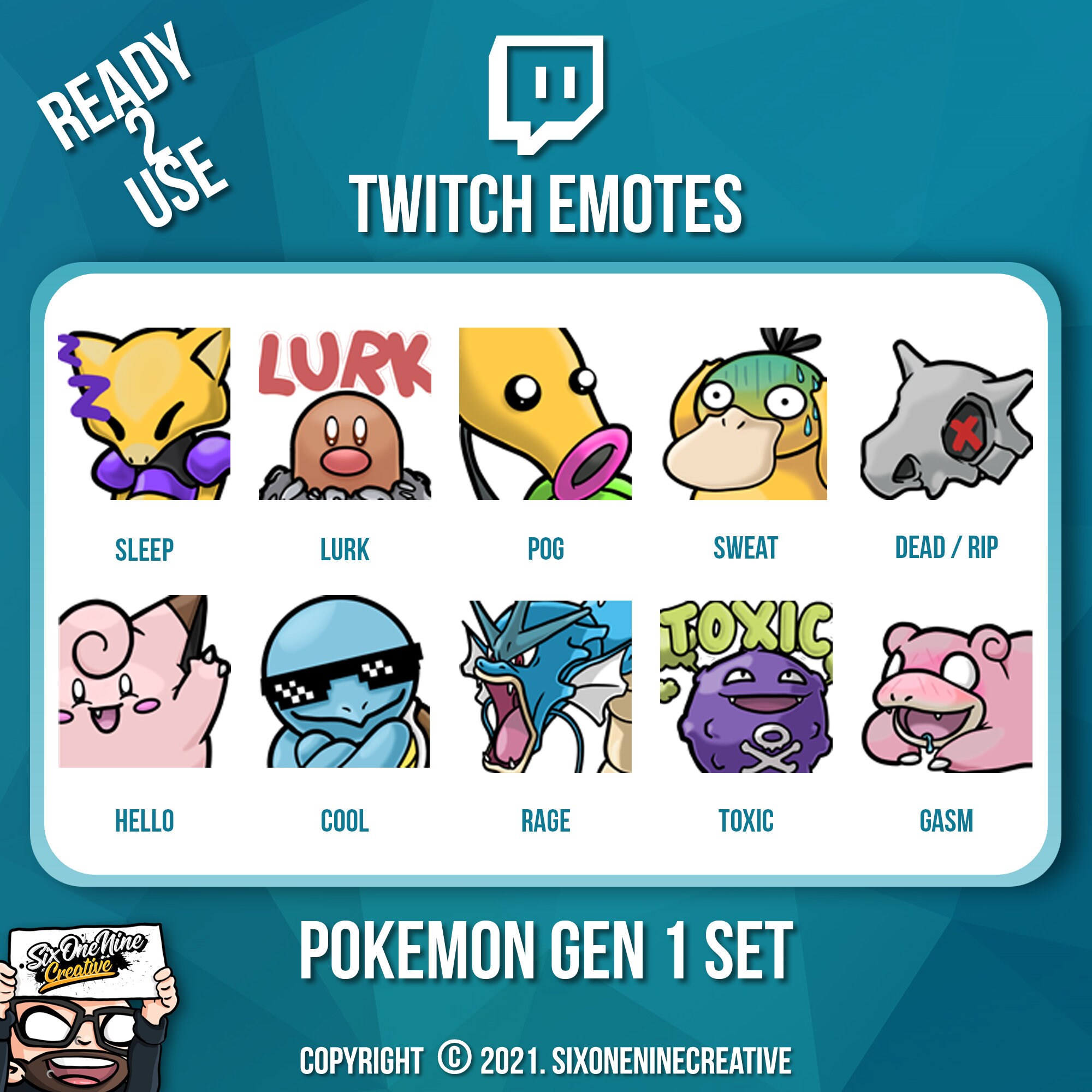 Twitch & Discord Emotes // Cute Gen 1 Pokemon Emotes for Streamers ...