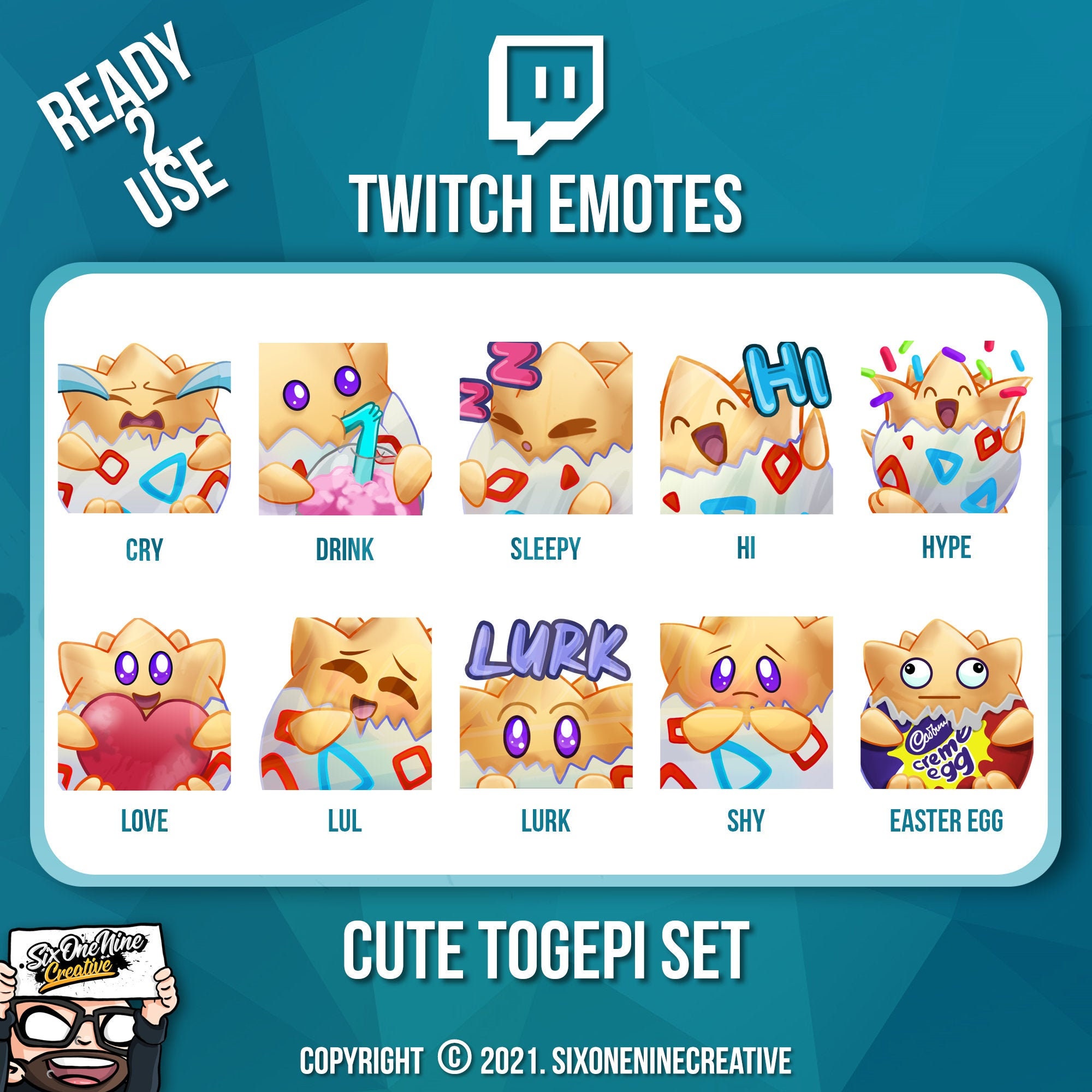 Twitch & Discord Emotes // Cute Pokemon Togepi Emotes for Streamers! - Etsy