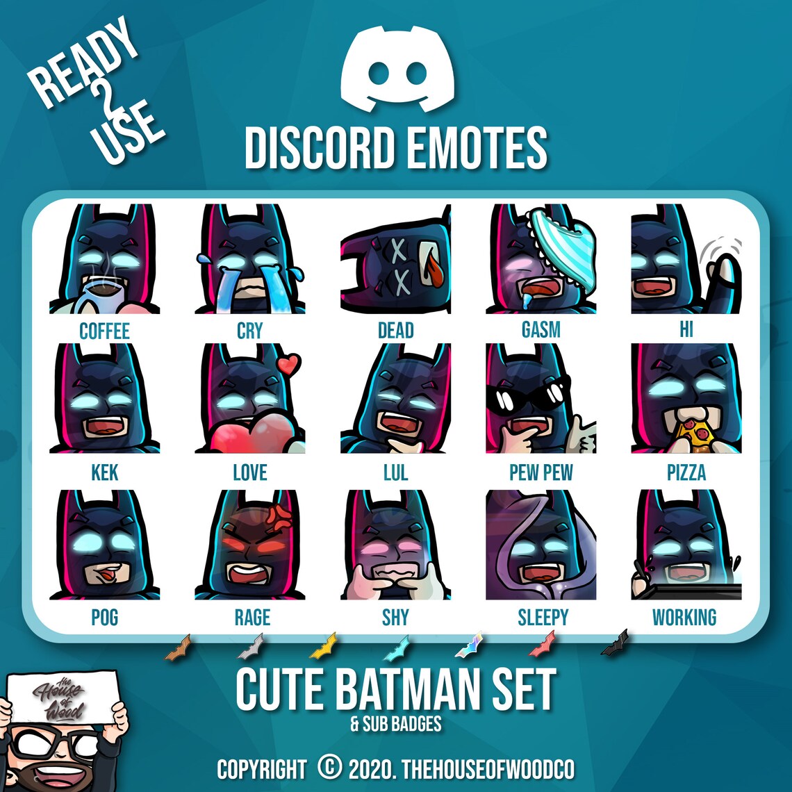 Twitch Emotes // Discord Emotes // Cute Bat Man Emotes for Streamers ...