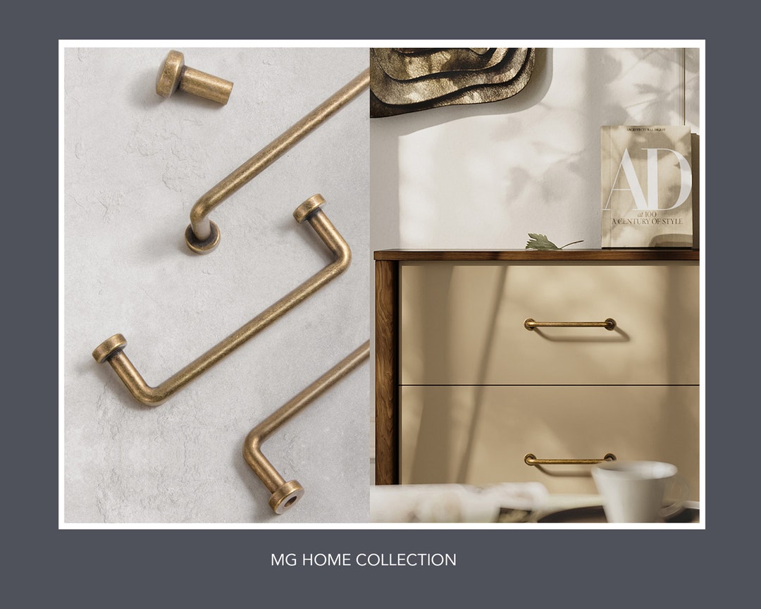 Country Style Retro Kitchen Handles | Rustic Style Golden Bronze ...