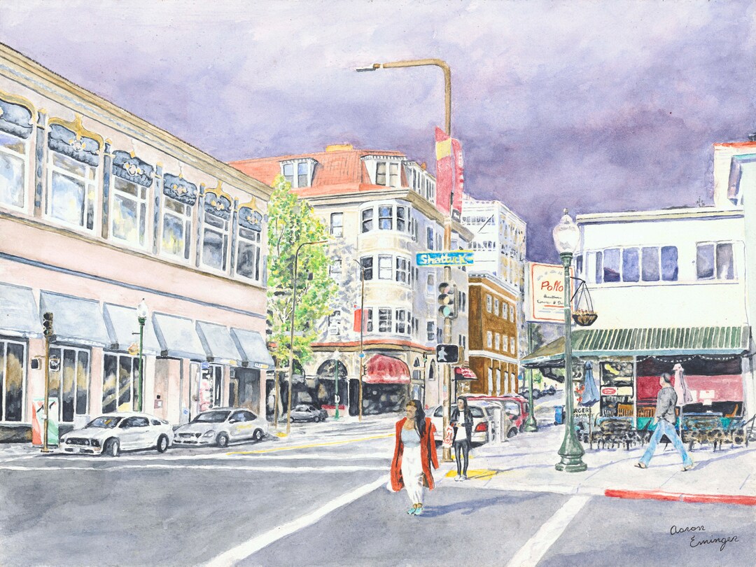 Berkeley, California, Downtown Scene, Shattuck Avenue, Stormy Colors ...