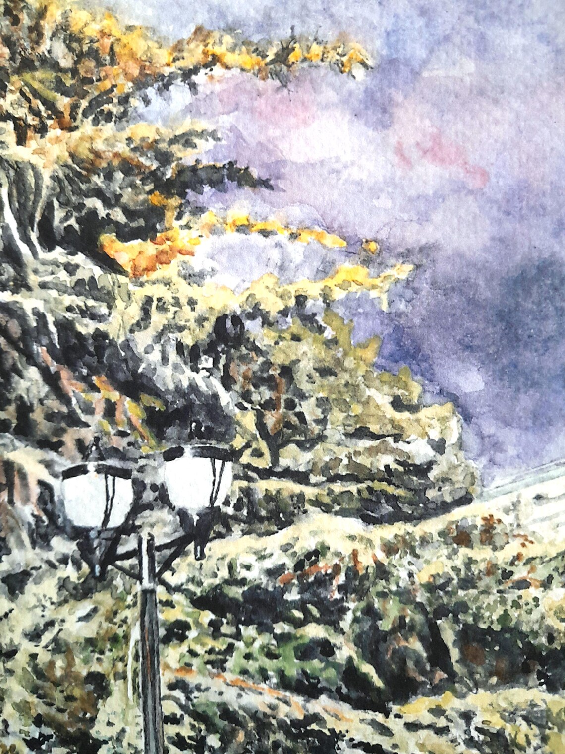 Berkeley, California, University, Campanile Scene, Watercolor Painting ...