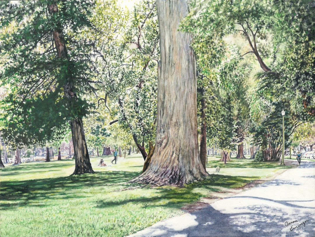 San Francisco, Haight Ashbury, Panhandle, Park Scene, Watercolor ...