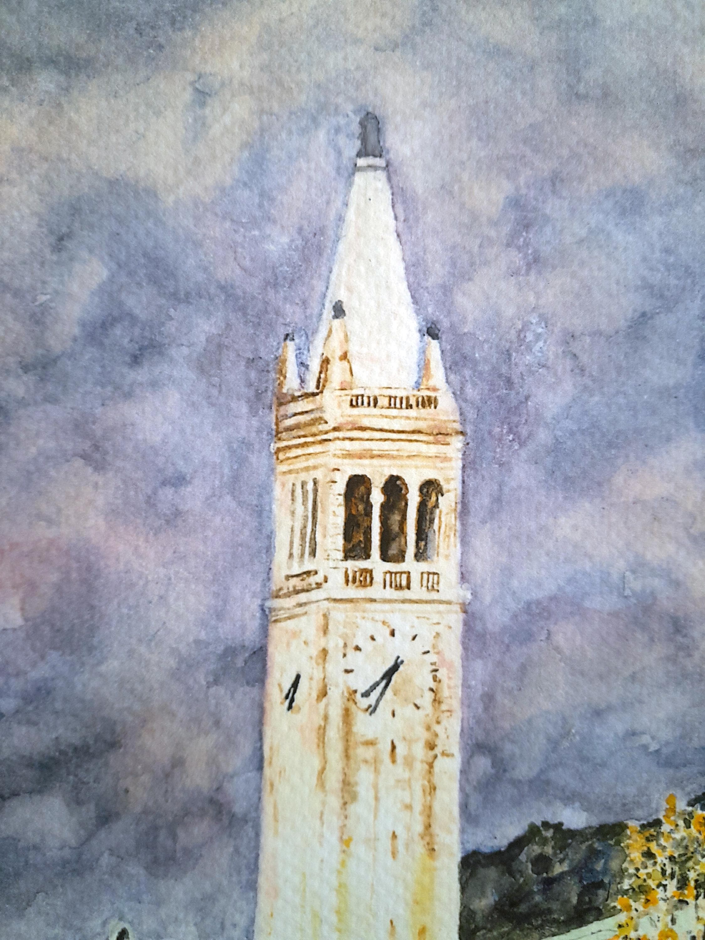 Berkeley, California, University, Campanile Scene, Watercolor Painting ...