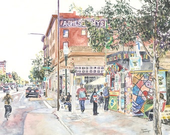 Berkeley, California, University, Campanile Scene, Watercolor Painting ...