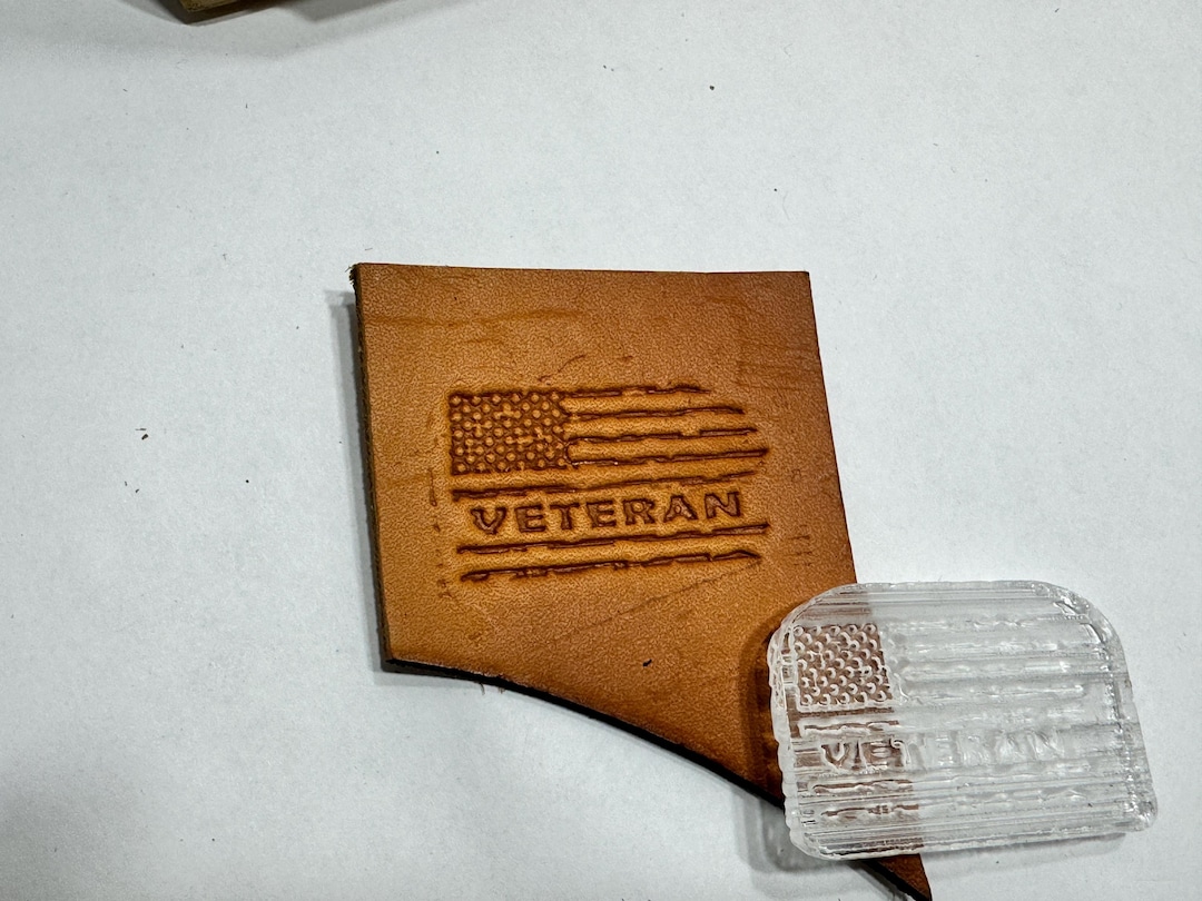 Leather Stamp (acrylic) - Veteran Flag - Horizontal - Etsy