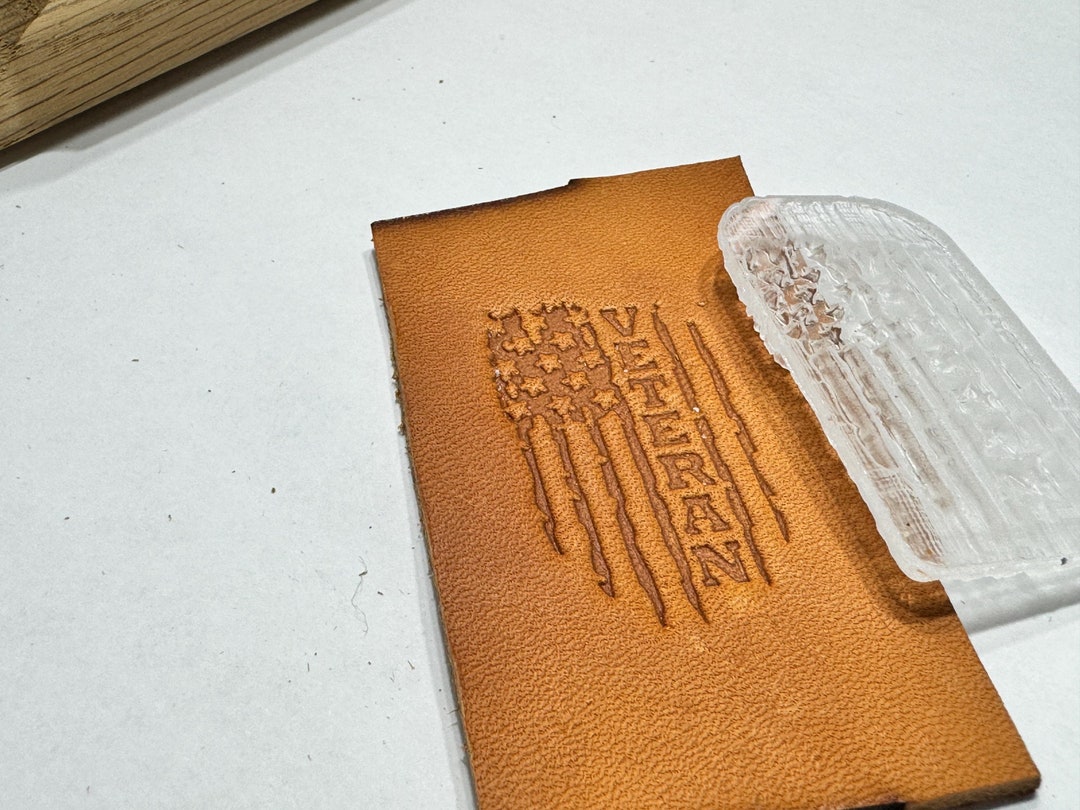 Leather Stamp (acrylic) - Veteran Flag - Vertical - Etsy