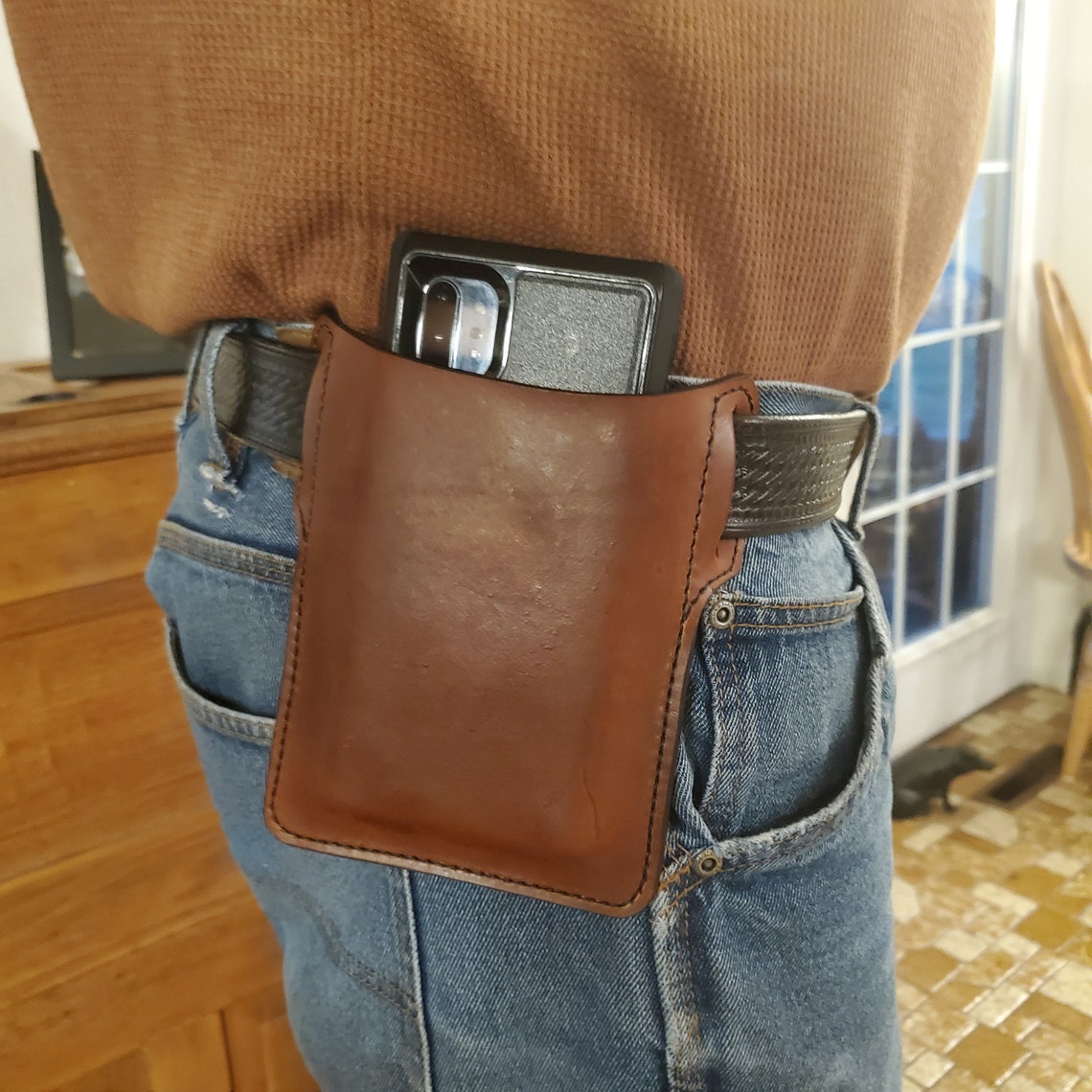 Hand-stitched Leather Phone Holster Black - Etsy