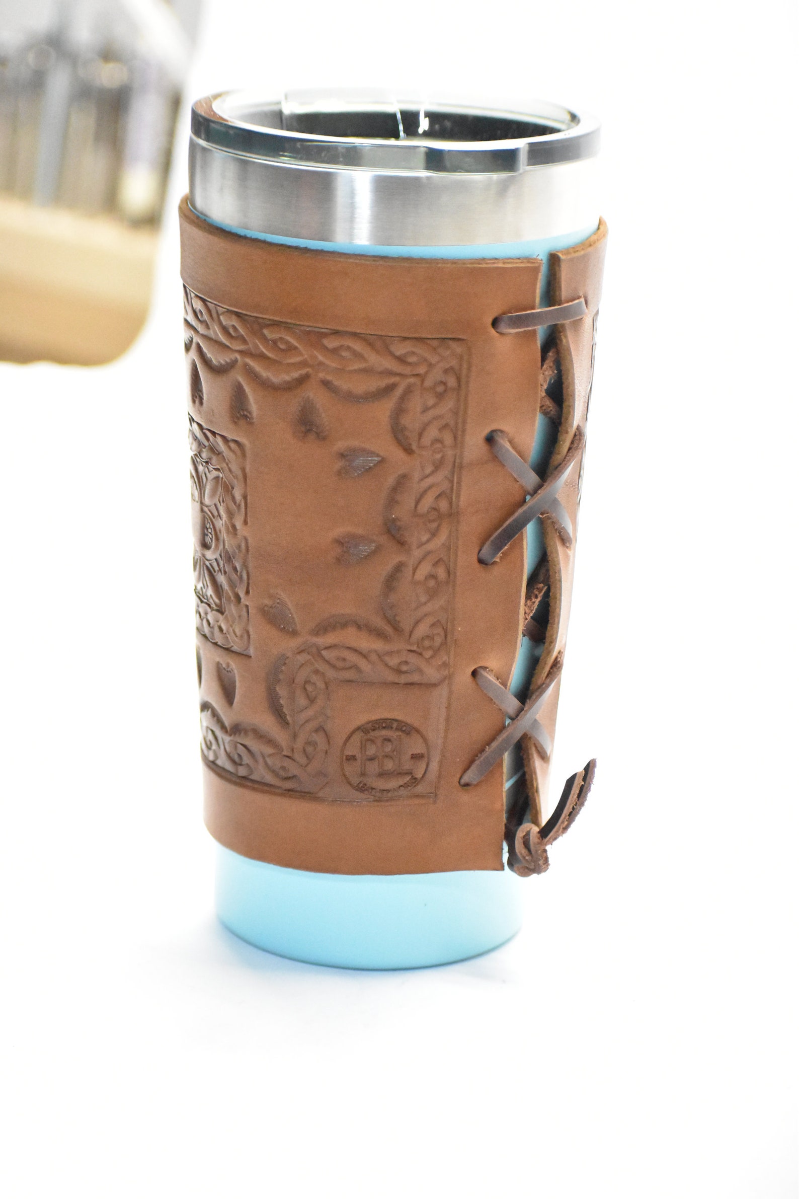 Hand Stamped Genuine Leather Cup Wrap With Tumbler - Etsy UK