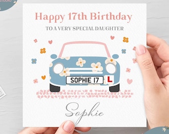 Personalised Girls Learner Driver 17th Birthday Card for Daughter ...