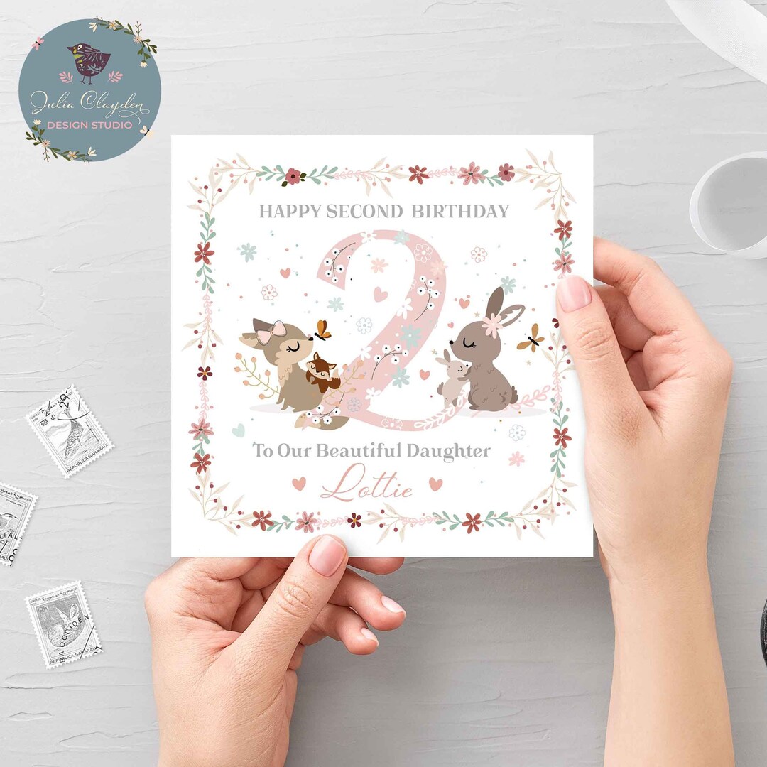 Personalised Second Birthday Card for Daughter, 2nd Birthday Card for ...
