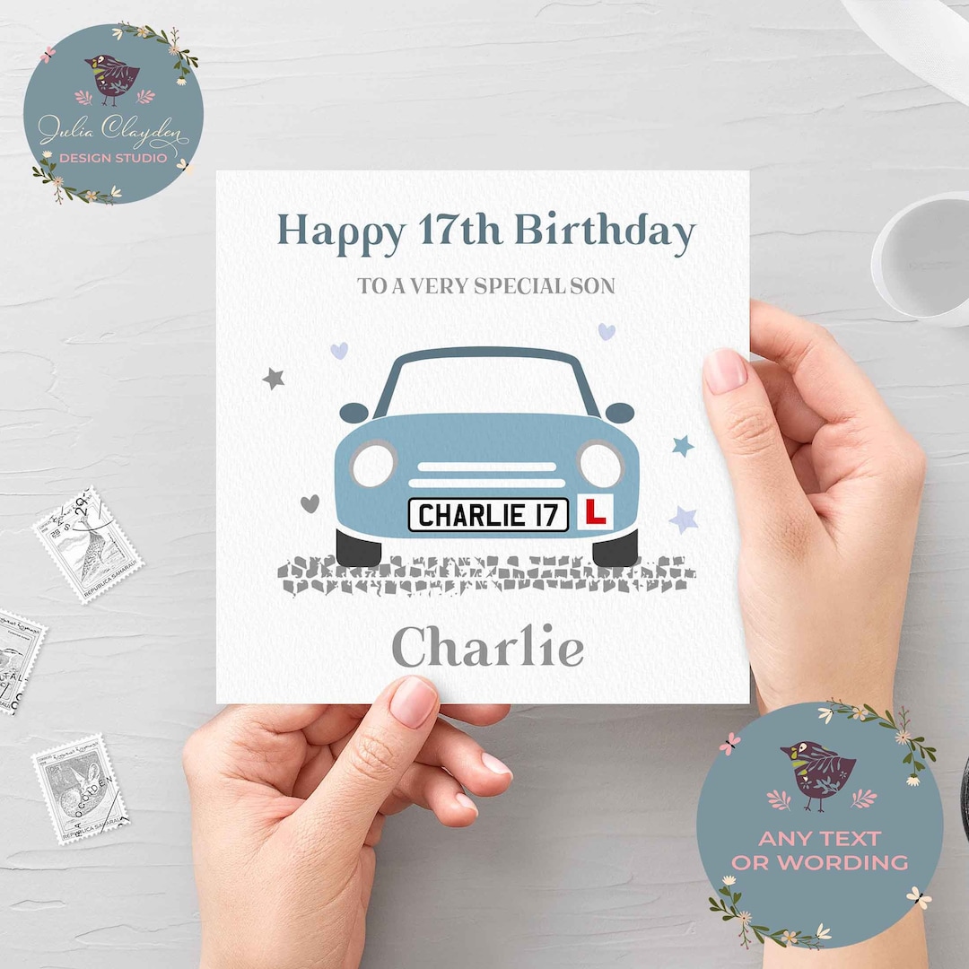 Personalised Boys Learner Driver 17th Birthday Card for Son, Son ...