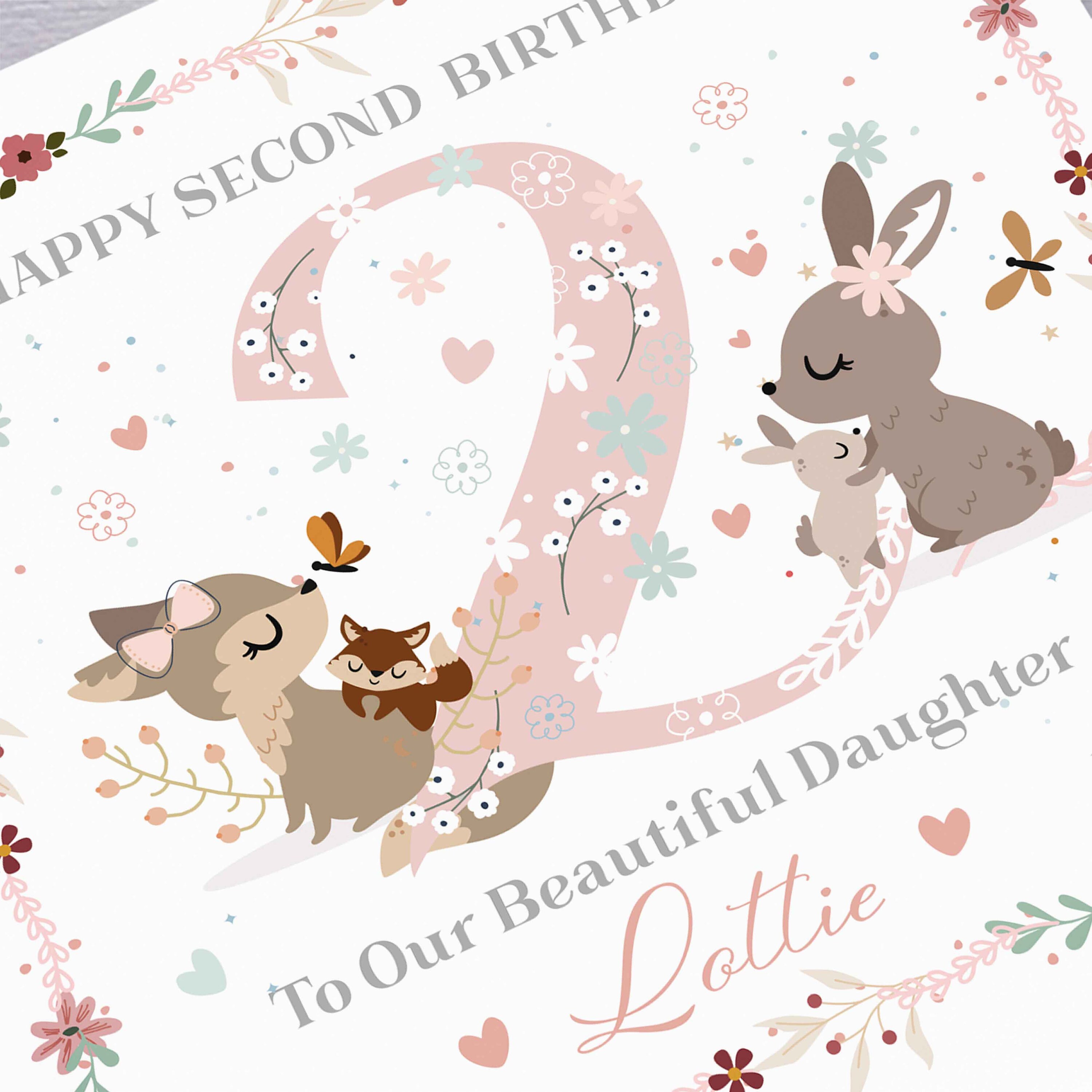 Personalised Second Birthday Card for Daughter 2nd Birthday - Etsy UK