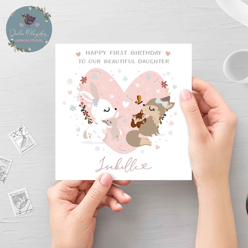 Personalised First Birthday Card for Daughter, 1st Birthday Card for ...