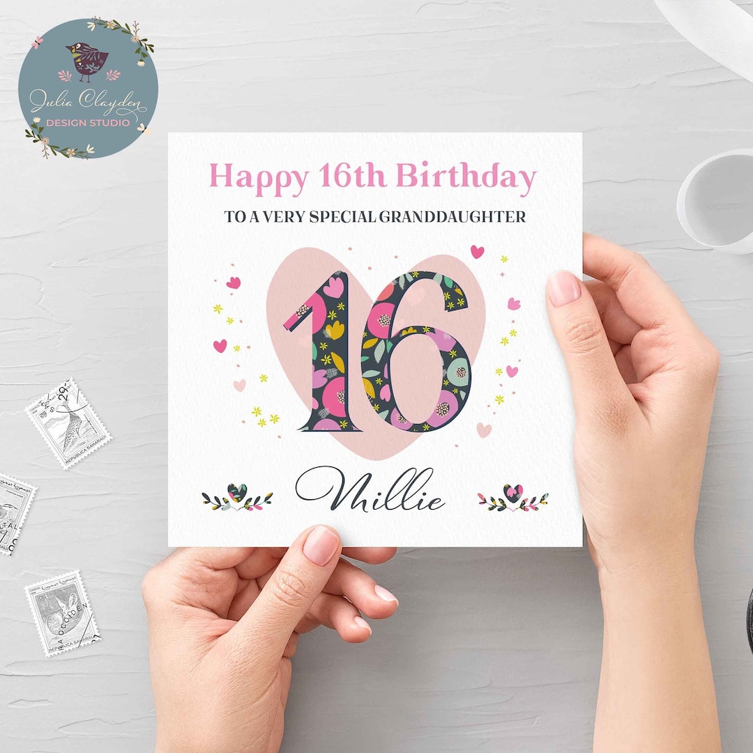 Personalised 16th Birthday Card for Granddaughter, Granddaughter ...