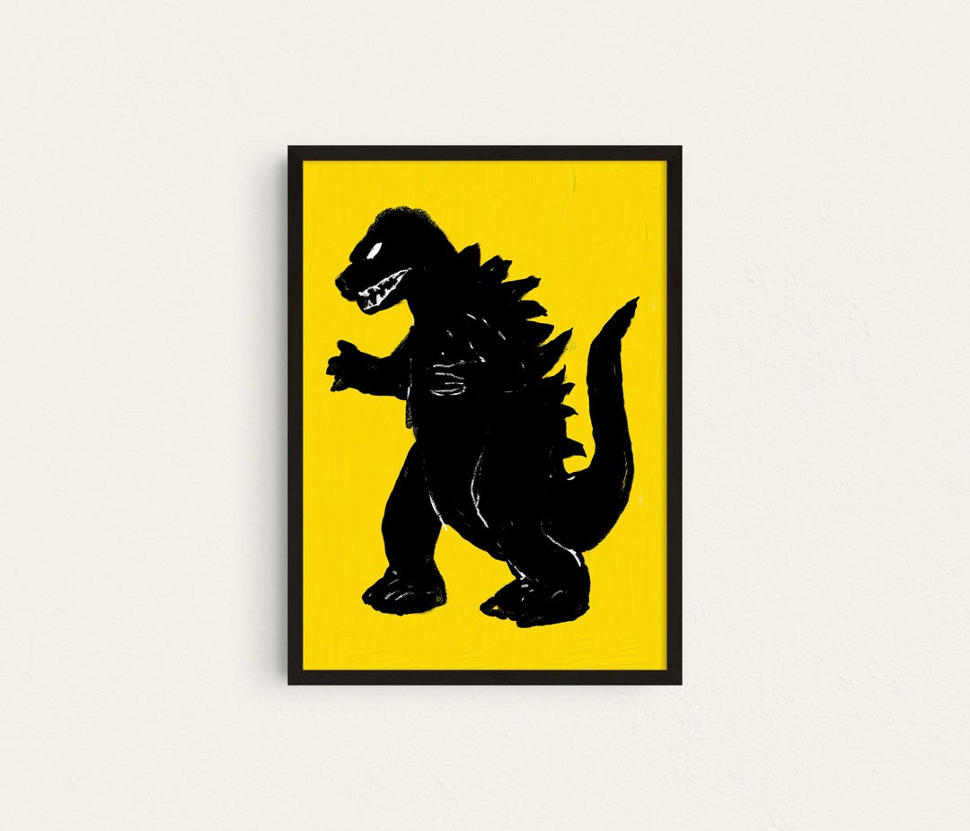 Yellow Godzilla Art Print, Yellow Downloadable Wall Art, Monster ...
