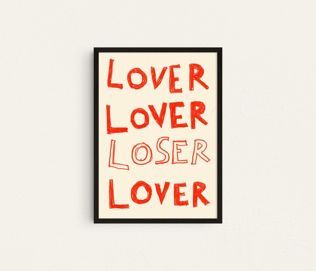 Lover Loser Quote Printable Art, Aesthetic Living Room Art, Beige ...