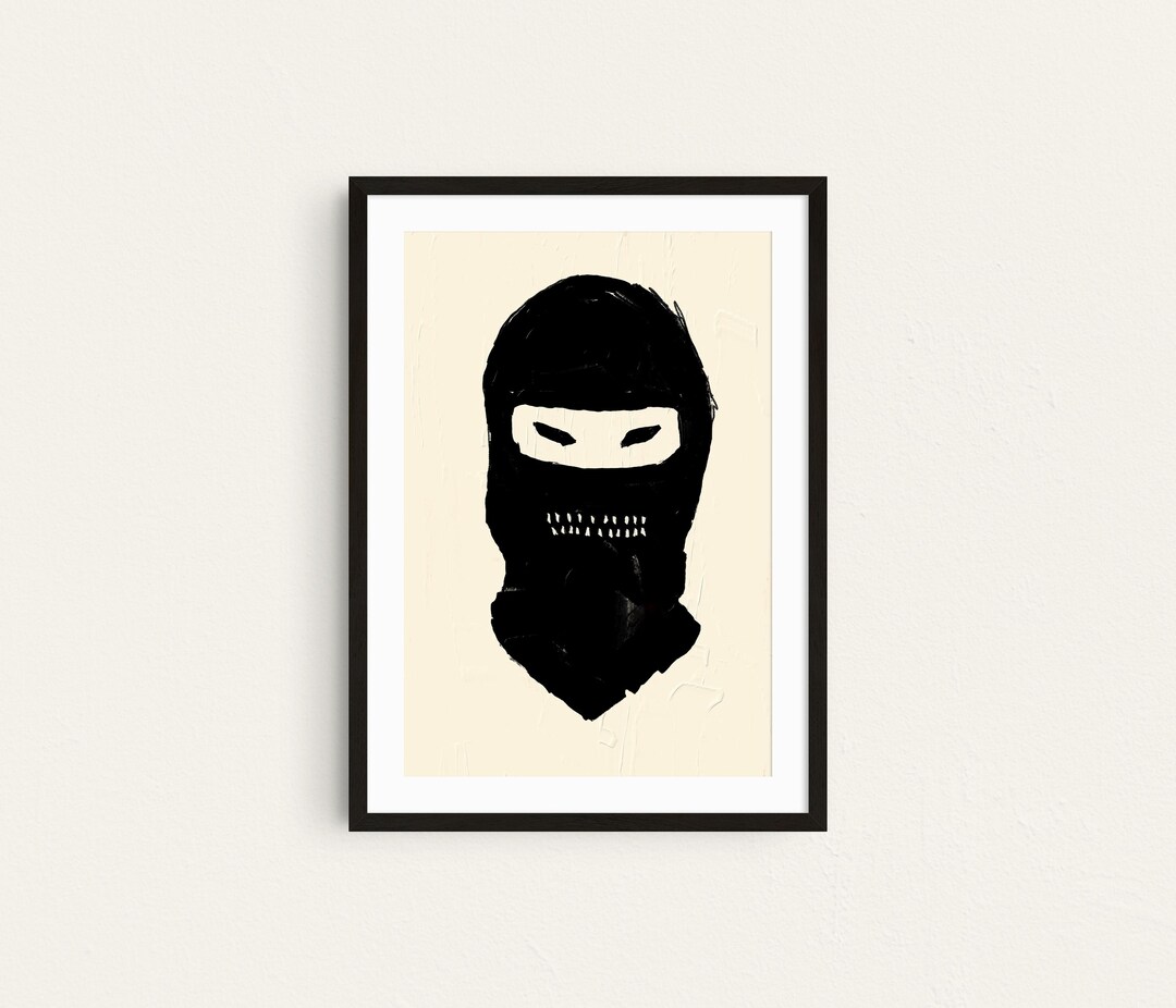 Black Balaclava Printable Art, Beige Downloadable Wall Art, Anonymous ...