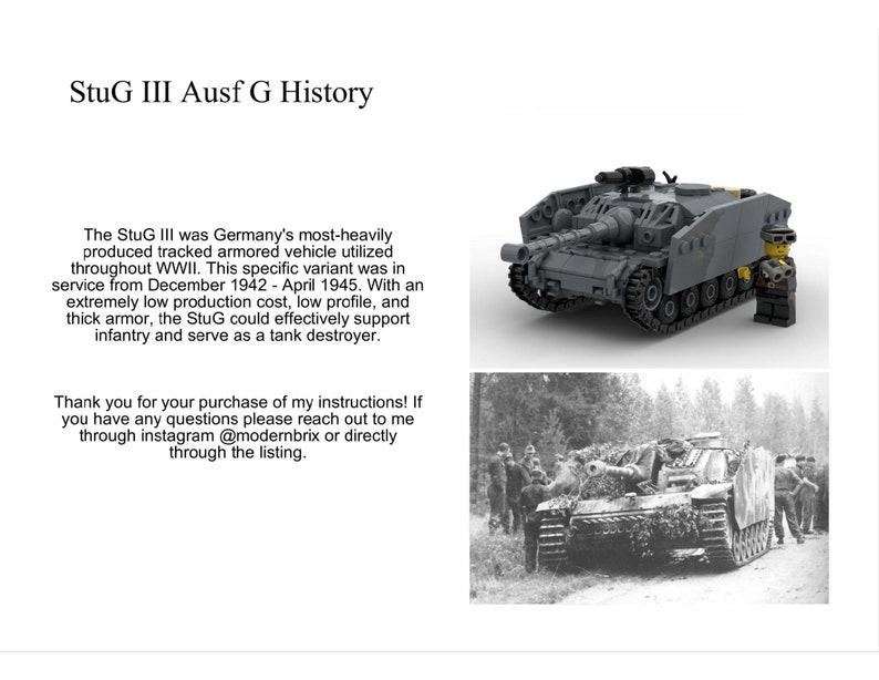 WWII Stug III Ausf G Custom Building Instructions - Etsy