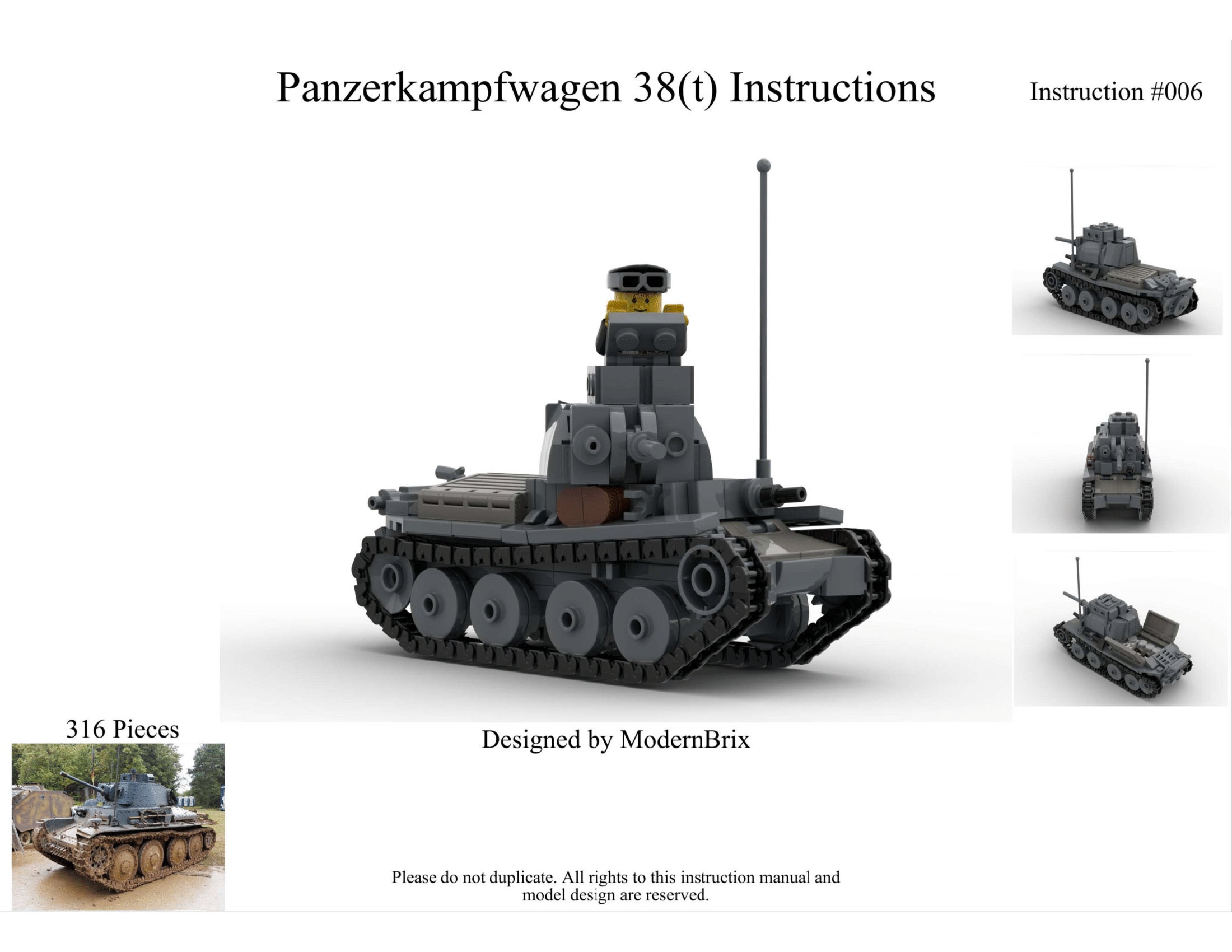 Panzer 38t WW2 German Tank Custom Building Instructions - Etsy Australia