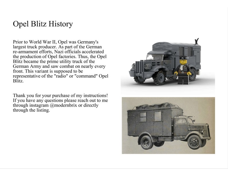 WWII Opel Blitz Radio Truck Custom Building Instructions - Etsy