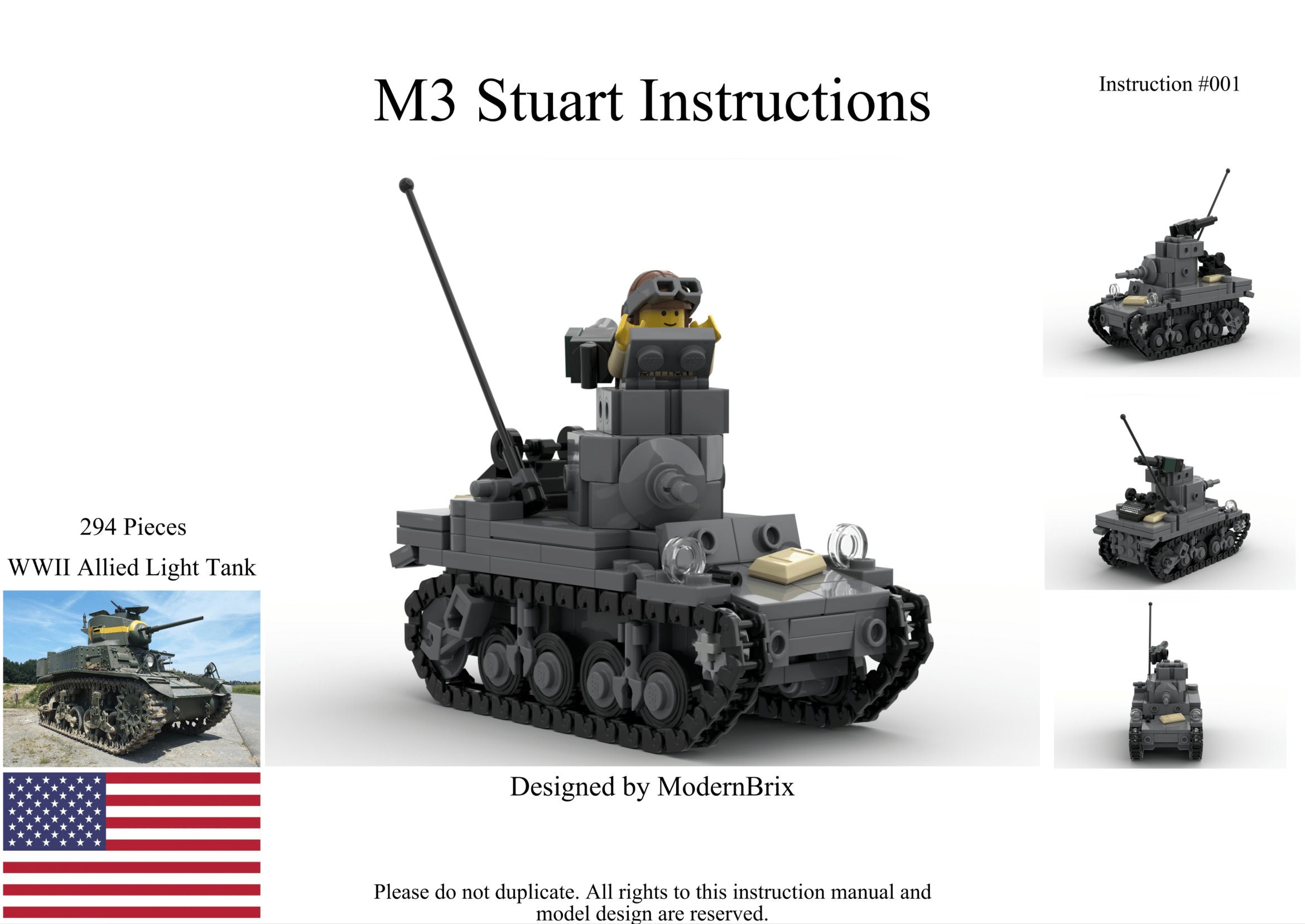 WWII M3 Stuart Tank Custom Building Instructions - Etsy UK