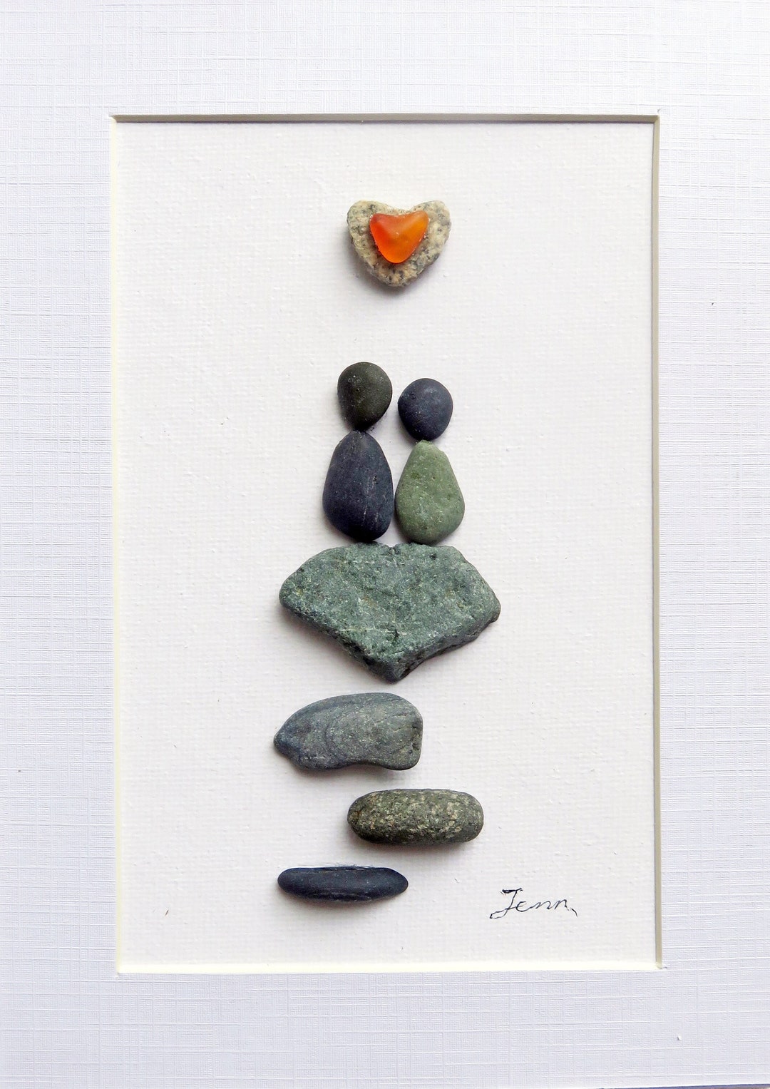 Pebble Art, " You & Me " Pebble Art, Stone Hand Carft, Anniversary Card ...