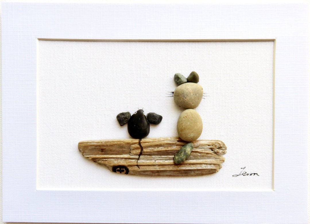 3D Art, Pebble Art, "peace" Cat & Mouse Beach Stone Fun Art, Childern ...