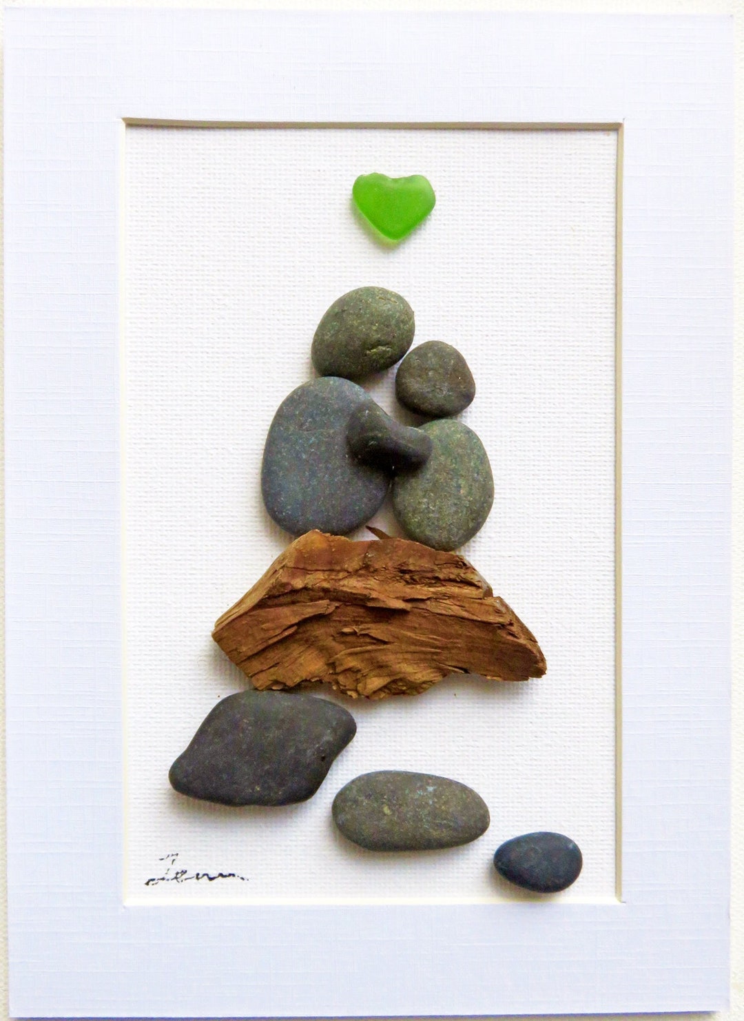 Pebble Art, Sea Glass Art, mother's Hug Children Art Craft, Driftwood ...