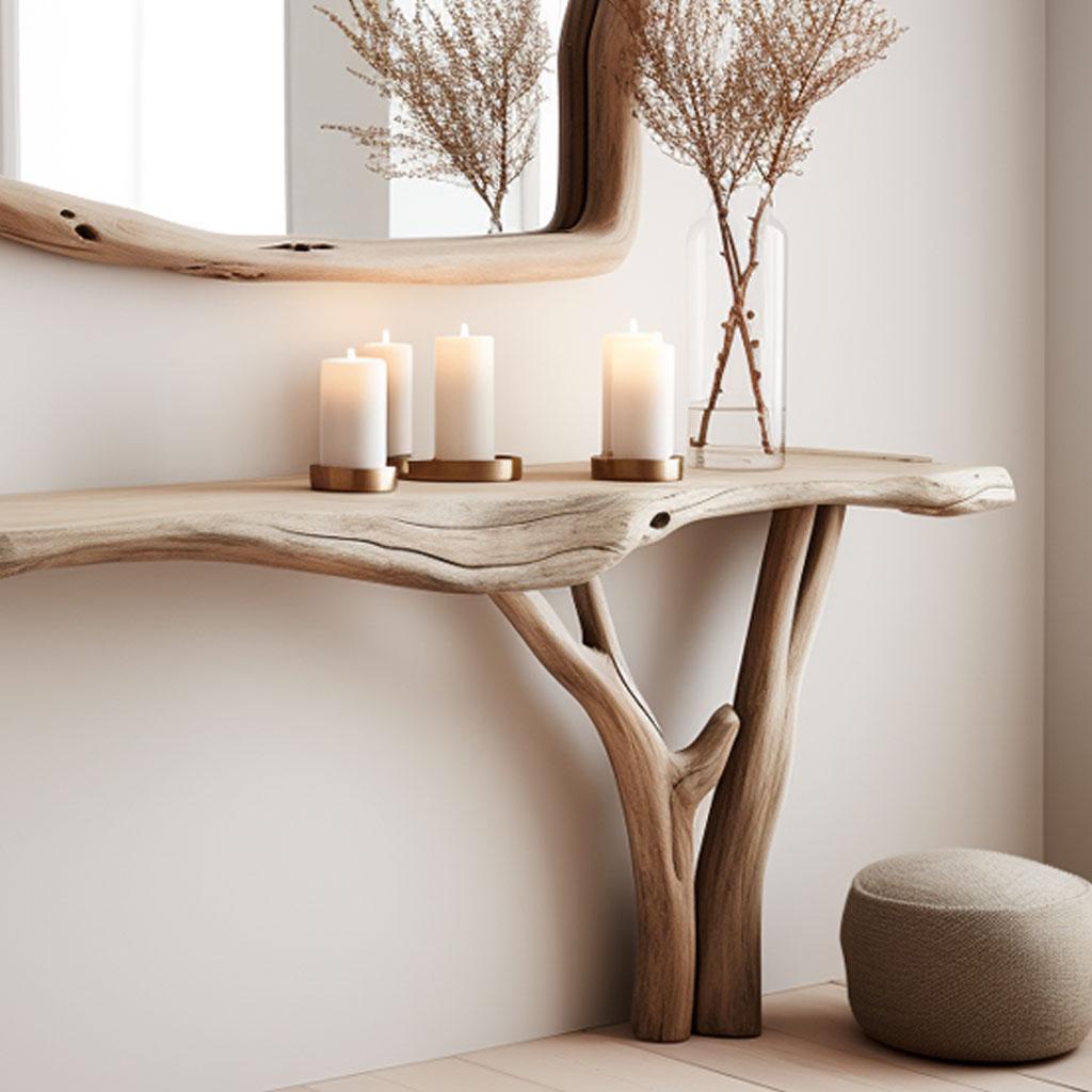 Farmhouse Natural Wood Console Table Farmhouse Entry Way Console Table ...