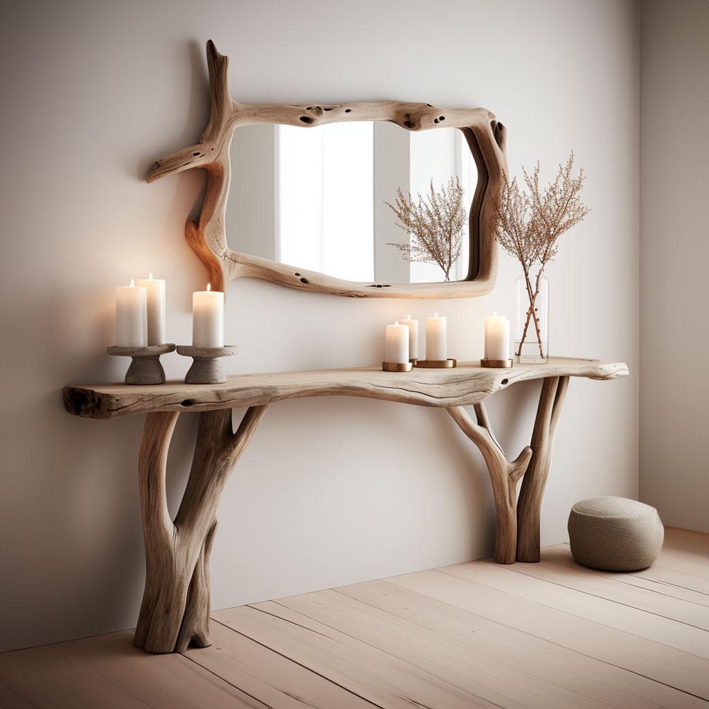 Farmhouse Natural Wood Console Table Farmhouse Entry Way Console Table ...