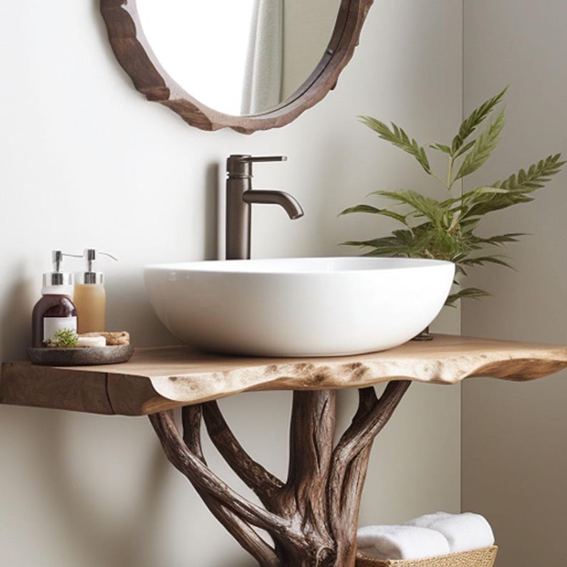 Live Edge Counter Wood Bathroom Vanity Bathroom Vanities Floating ...