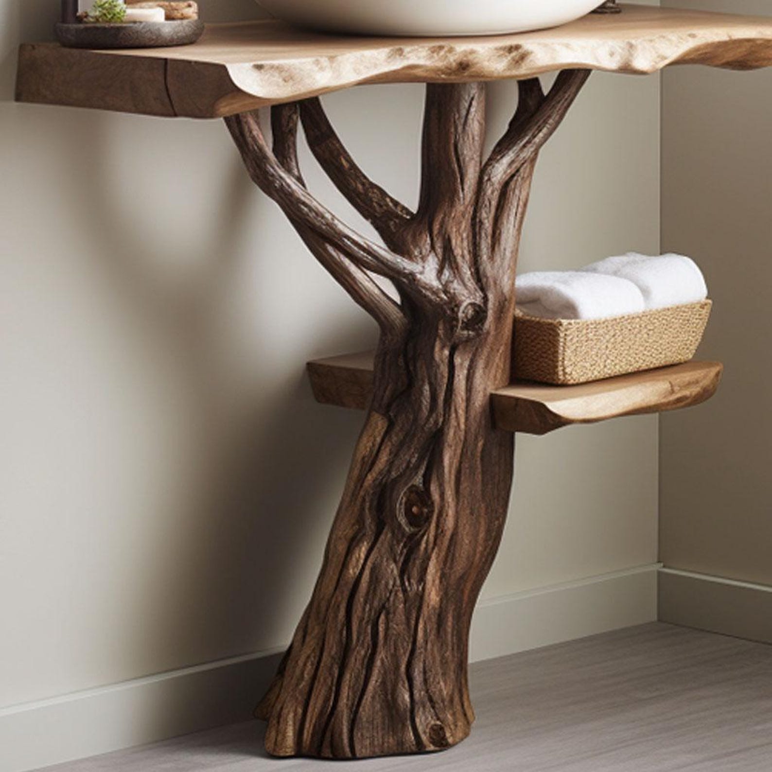 Live Edge Counter Wood Bathroom Vanity Bathroom Vanities Floating ...