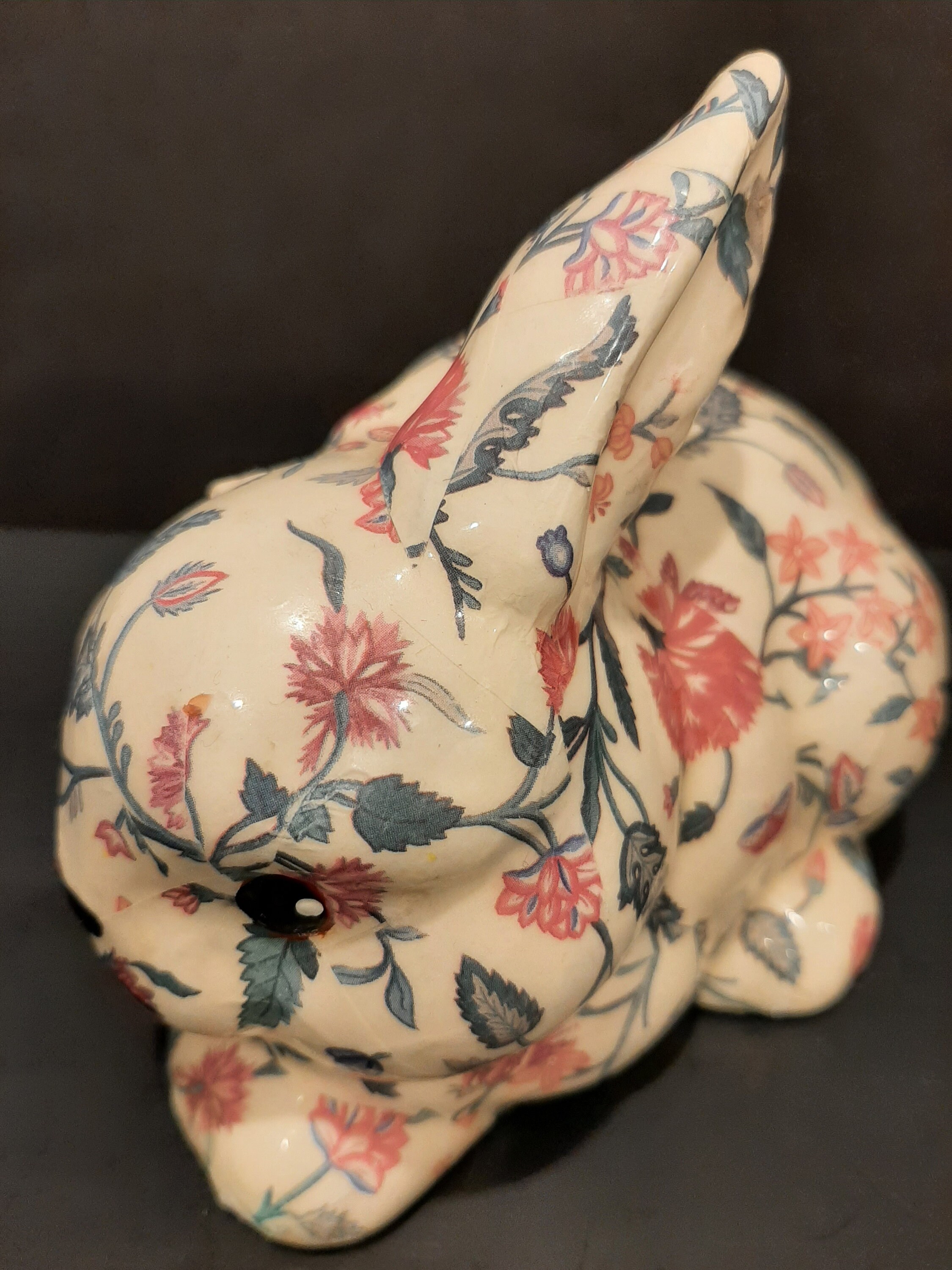 Vintage Porcelain Patchwork Floral Bunny Rabbit Figurine Designs by ...