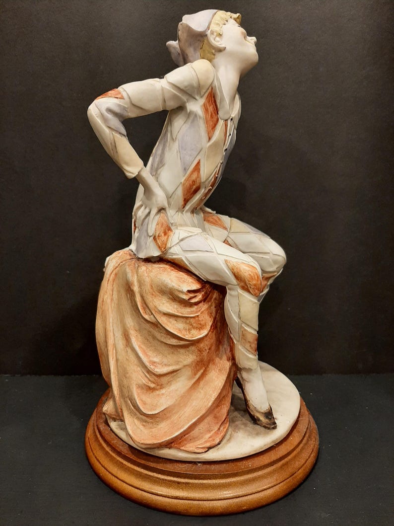 Vintage Giuseppe Armani Style Smiling Jester on Chair Polystone ...