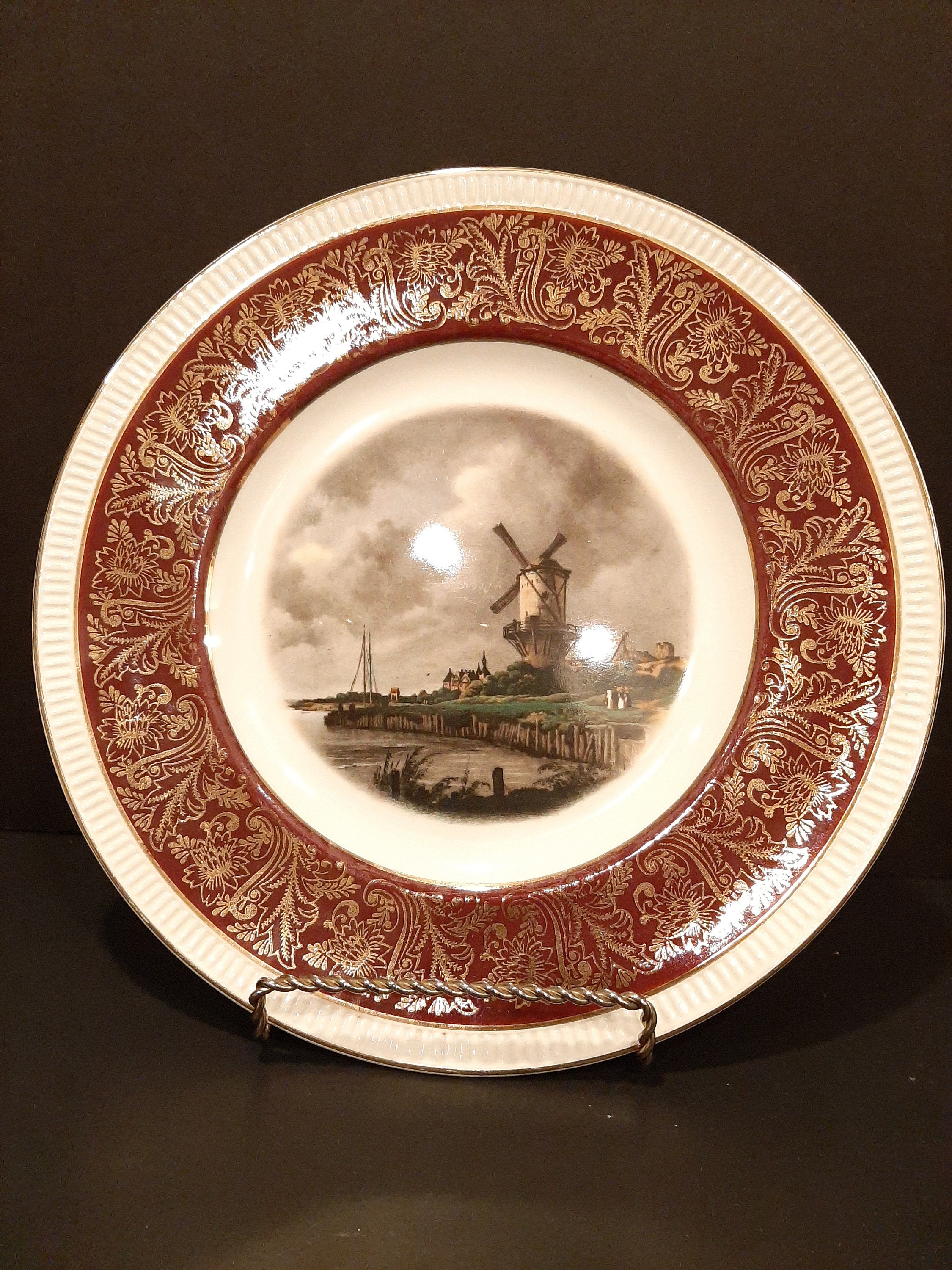 Vintage SOLIAN WARE SIMPSONS Pottery Itd Cabinet Plate Rural Landscape ...